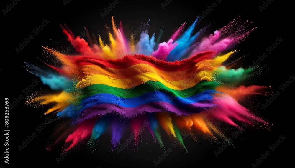 LGBT flag formed by dynamic splashes in the colors of the LGBT rainbow ...