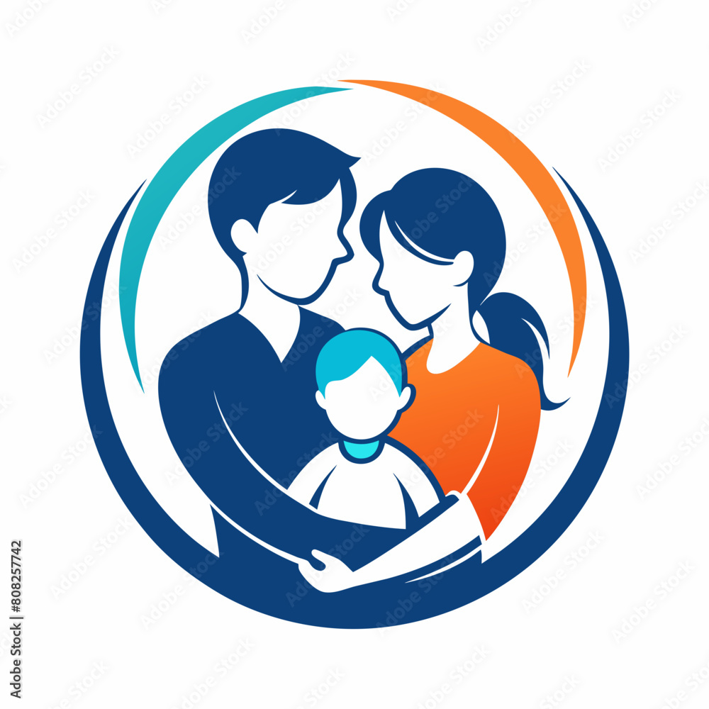 Parents hug a child vector silhouette logo icon Stock Vector | Adobe Stock