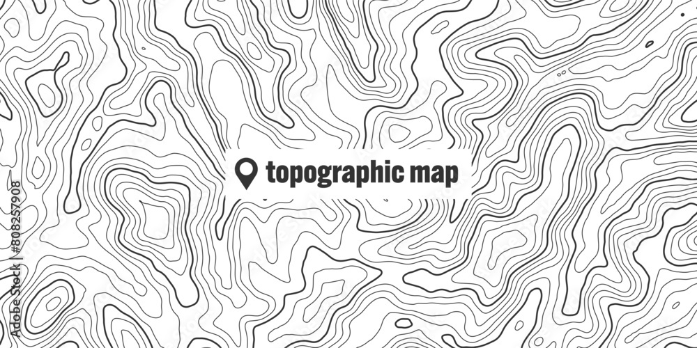Vetor de Topographic map with contour lines. Geographic terrain grid ...