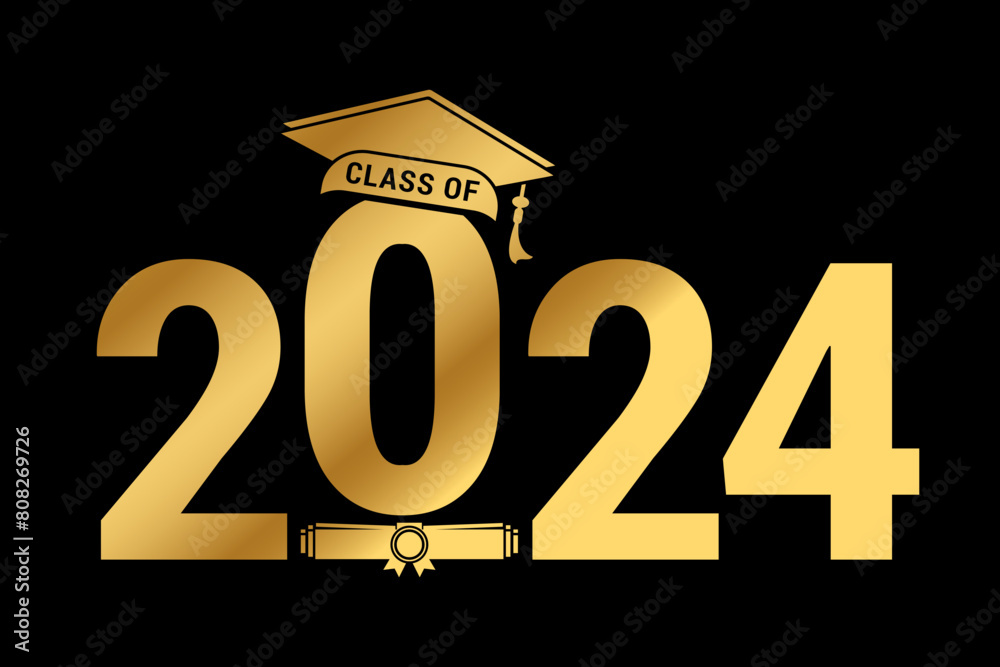 Hand drawn text illustration for class of 2024 graduation class of 2024 ...