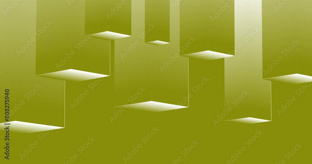 Gradient white yellow color 3d Isometric cubes and rectangles moving up ...