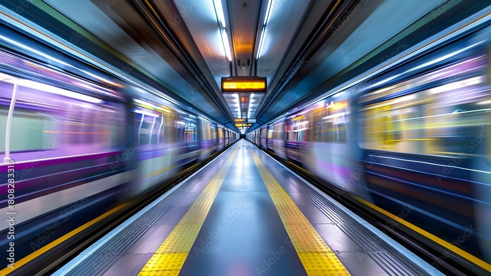 Underground train interior with bold navy and yellow colors ecofriendly ...