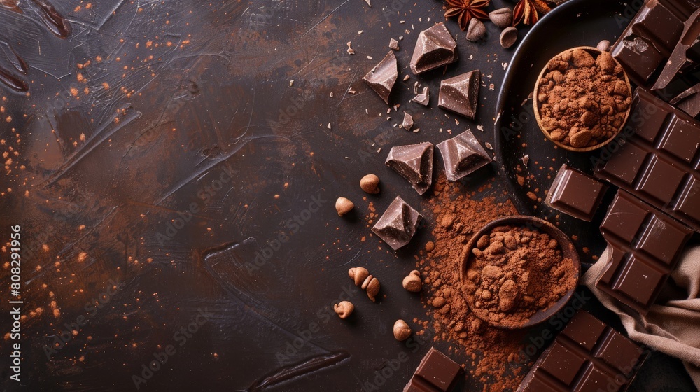 Chocolate day horizontal chocolate background with different types of ...