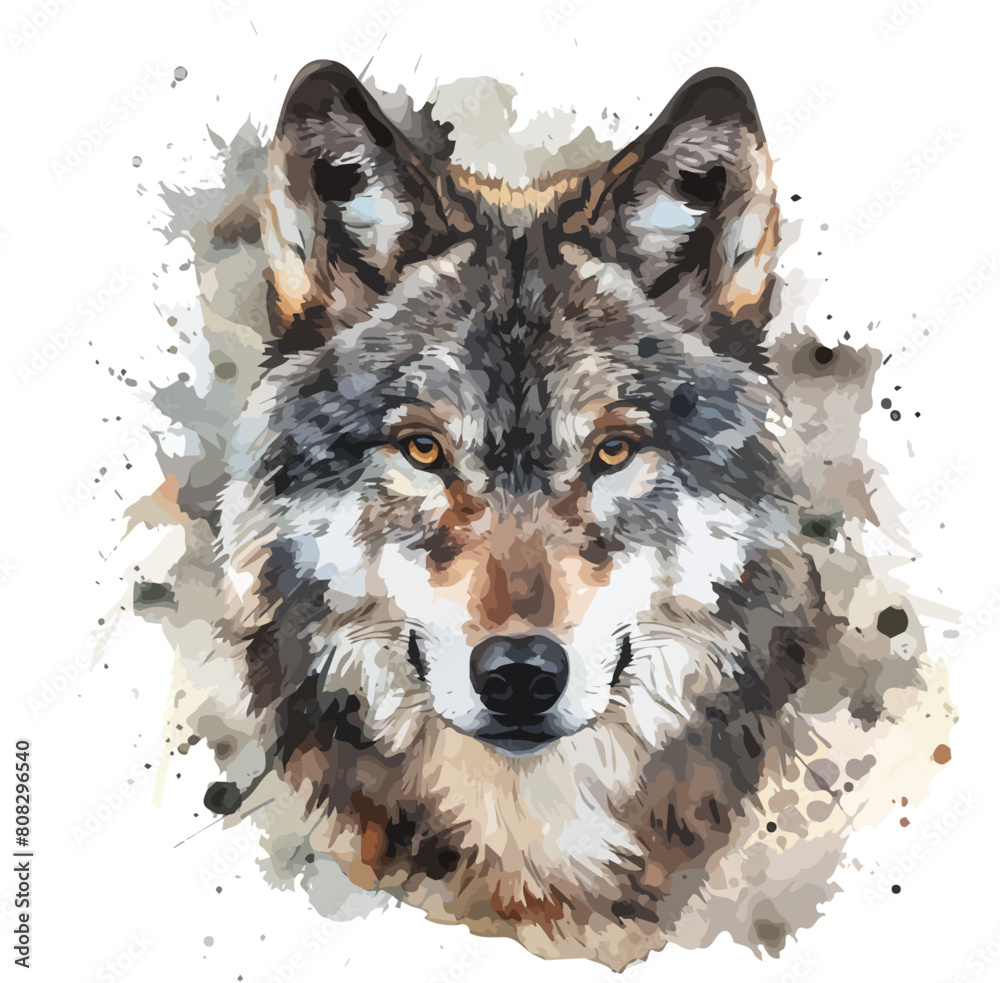 Watercolor clipart vector of a wolf, isolated on a white background ...