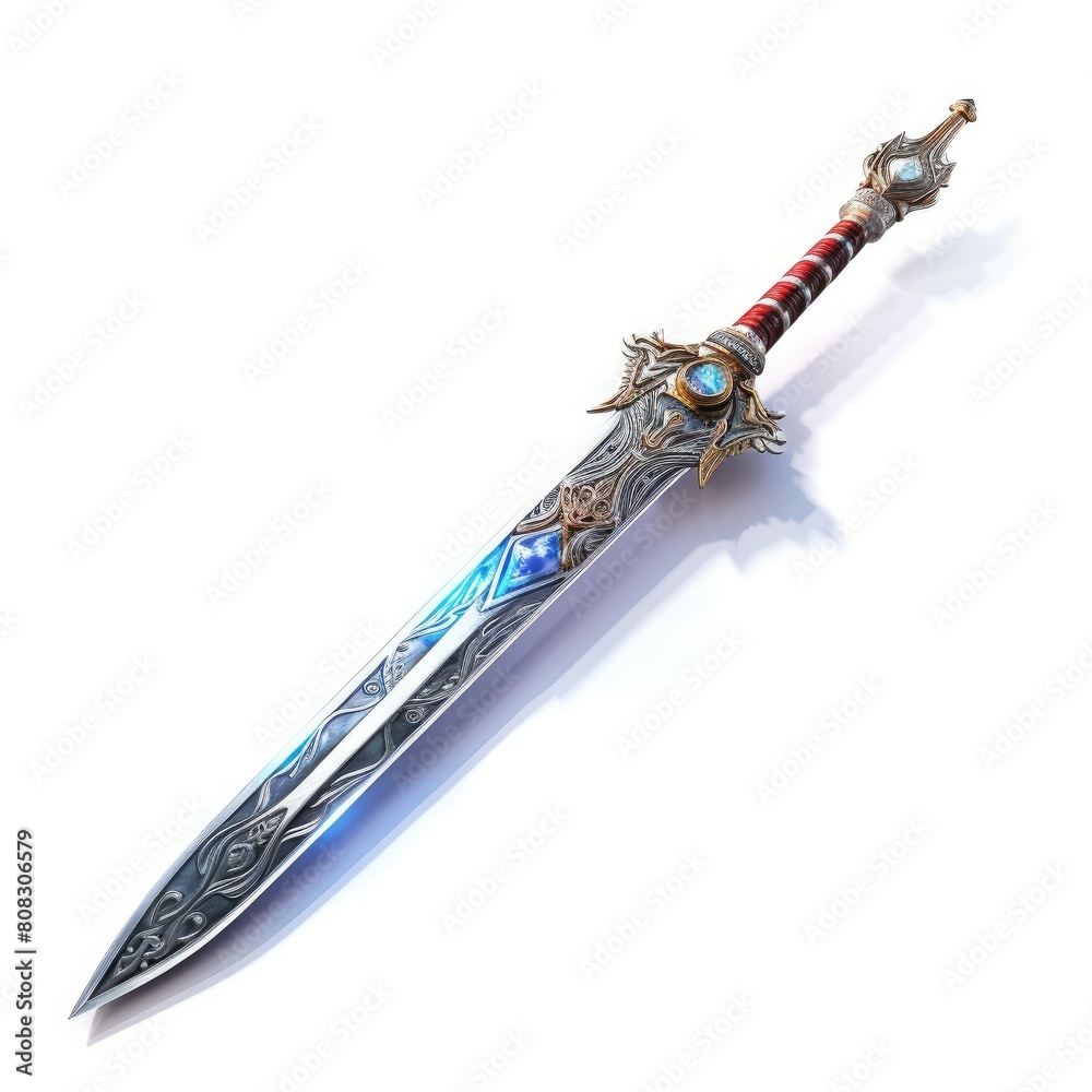 Edged weapon dagger in scabbard isolated over a white background ...