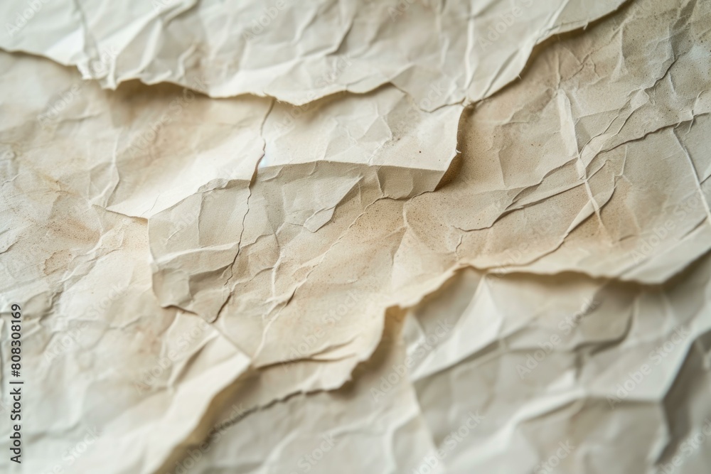 Fragile Antient paper closeup. Old yellowed notes with beautiful ...