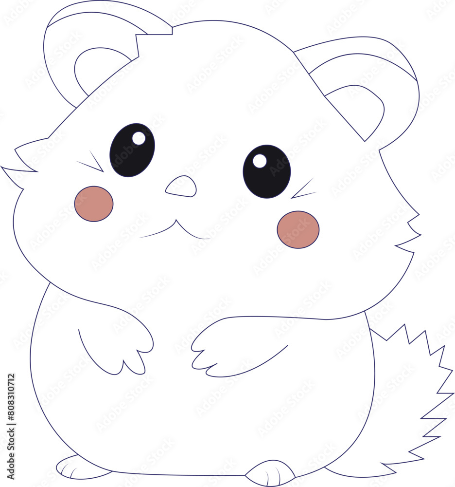 Cute baby hamster coloring page for kids Stock Vector | Adobe Stock