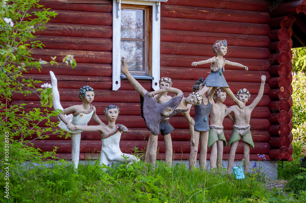 Parikkala, Finland. Sculptures by artist Veijo Ronkkonen. The park ...