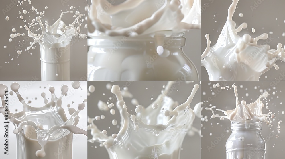 Milk Splash Collage: Design a collage of multiple images showcasing ...