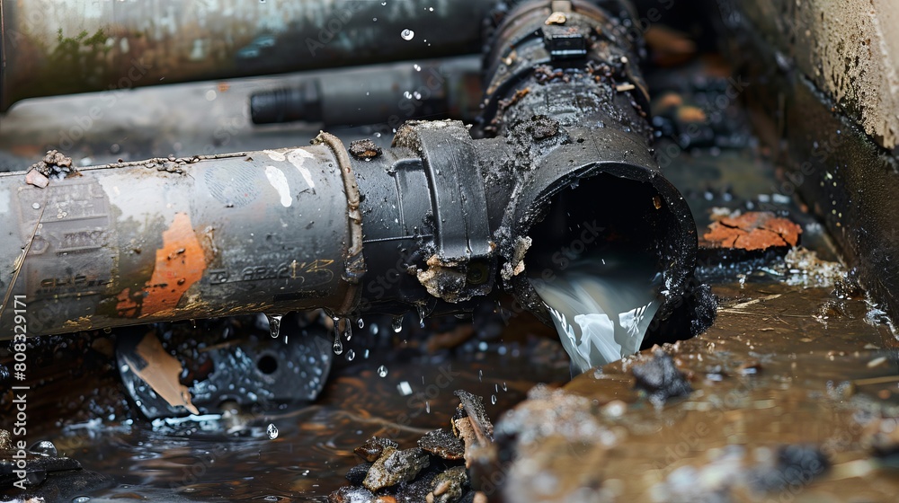 Illustration depicting a leak in a water pipe, indicating the need for ...