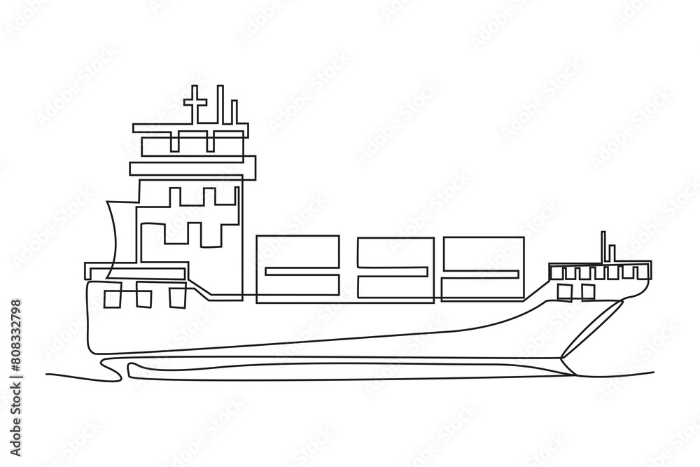 Simple continuous line draw of the process of sending goods by cargo ...