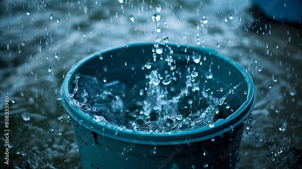 Water streams out of a bucket riddled with holes. Stock Illustration ...