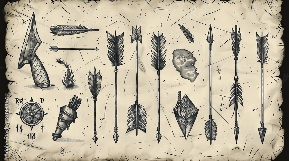 Hand drawn doodle arrows modern set. Sketch arrow design for ...