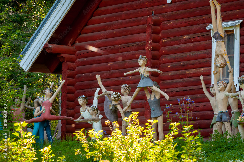 Parikkala, Finland. Sculptures by artist Veijo Ronkkonen. The park ...