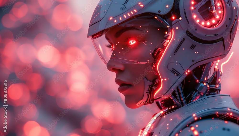 Bring to life a sleek, ultra-modern AI robot interacting with human ...