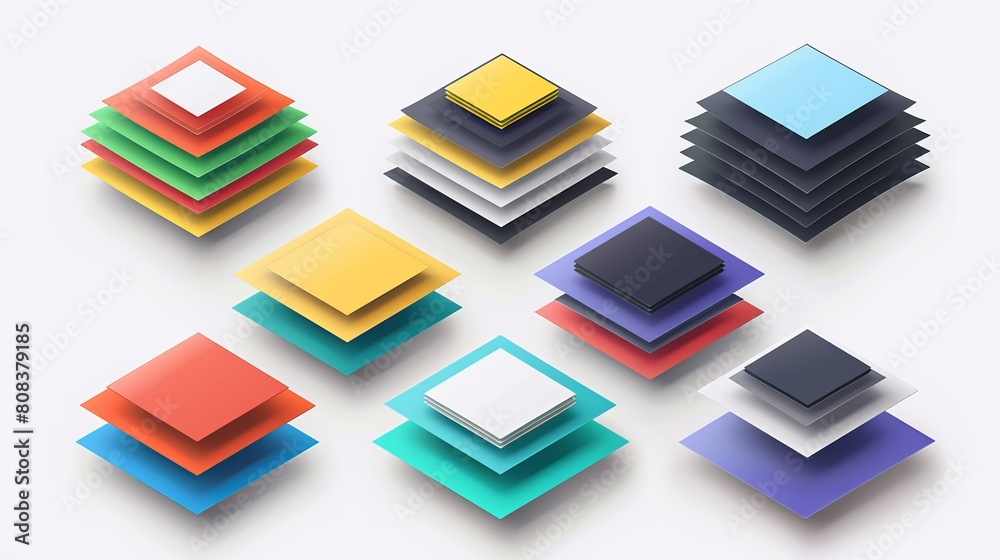 Collection of material layer icons, represented as line symbols of ...