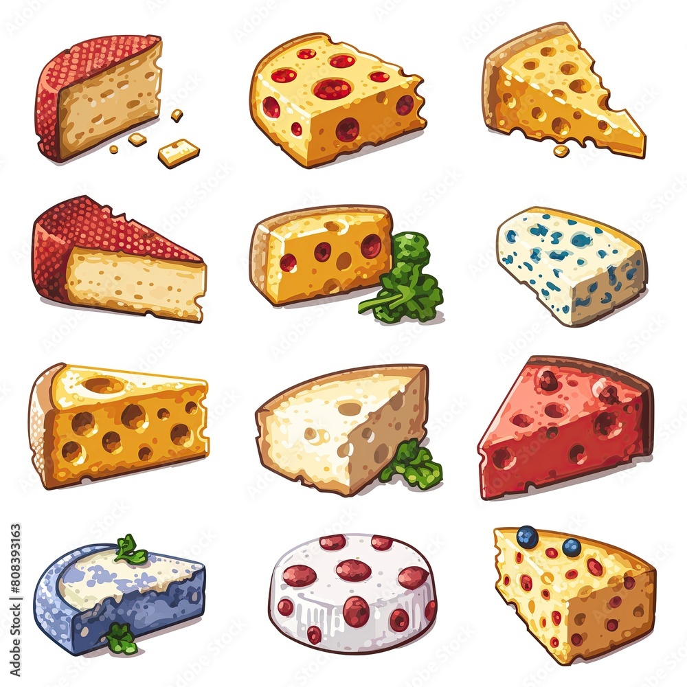 Cheese Selection Pack Video Game Market Grocery Assets Pixel Art Pack ...