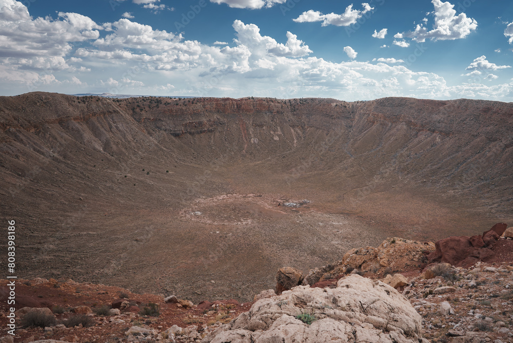 Explore the impressive Meteor Crater, also known as Barringer Crater, in the Arizona desert, USA ...
