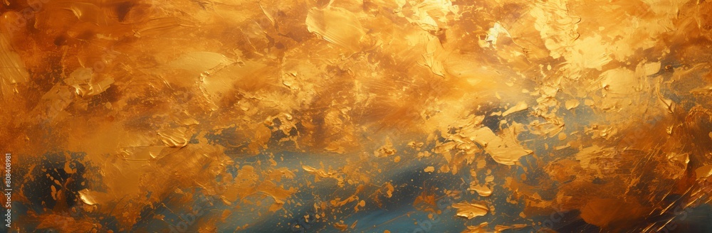 Opulent and luxurious golden abstract art panorama with shimmering gold ...