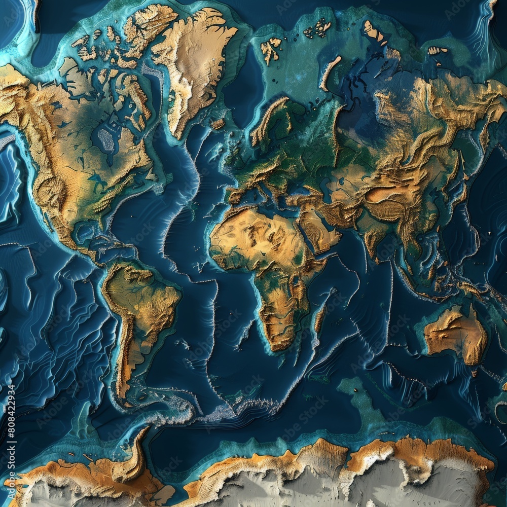 A world map where the continents are submerged, highlighting the ...