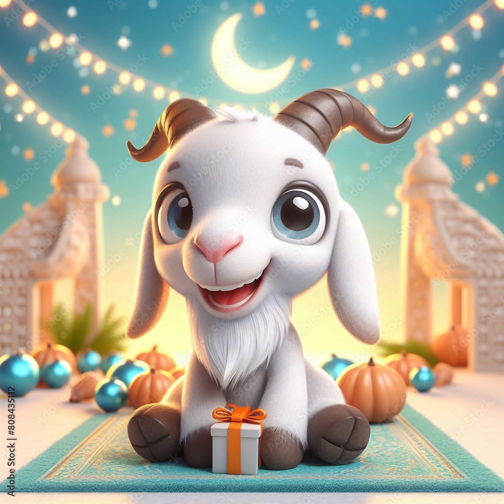 3D Render of A Cute Happy Goat Celebrating Eid ul Adha Feast, Join the ...