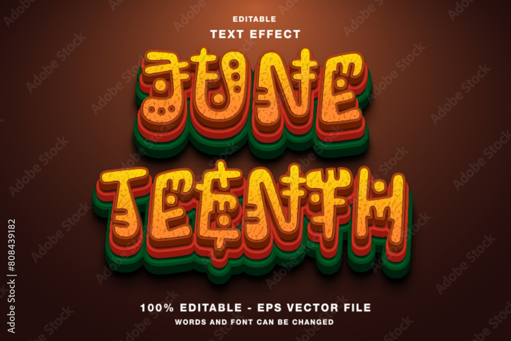 Black History Month Juneteenth 3d text style effect template editable Stock Vector | Adobe Stock