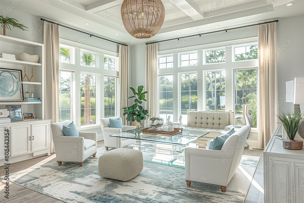 Corner angle view of a sophisticated study room in a coastal retreat ...