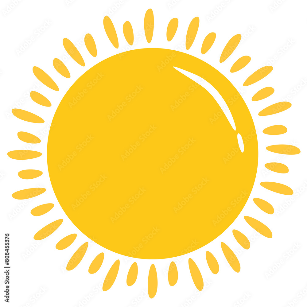 yellow sun illustration isolated on white background, transparent png ...