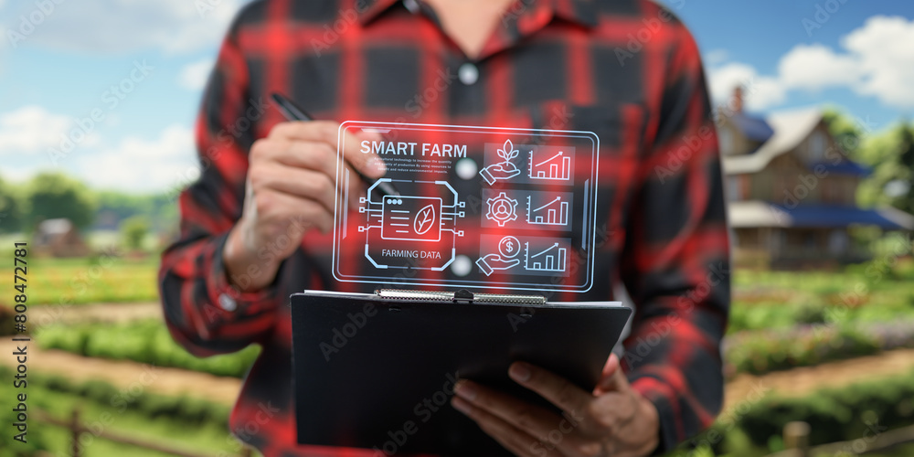 Smart Farm UI hologram system control, maintenance, displaying growth ...