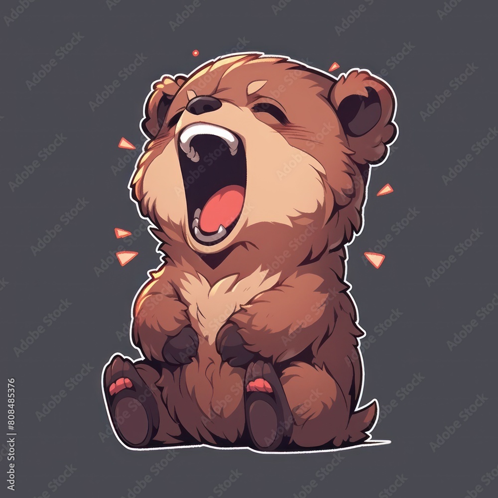 grizzly bear animal chibi cartoon style isolated plain background Stock ...