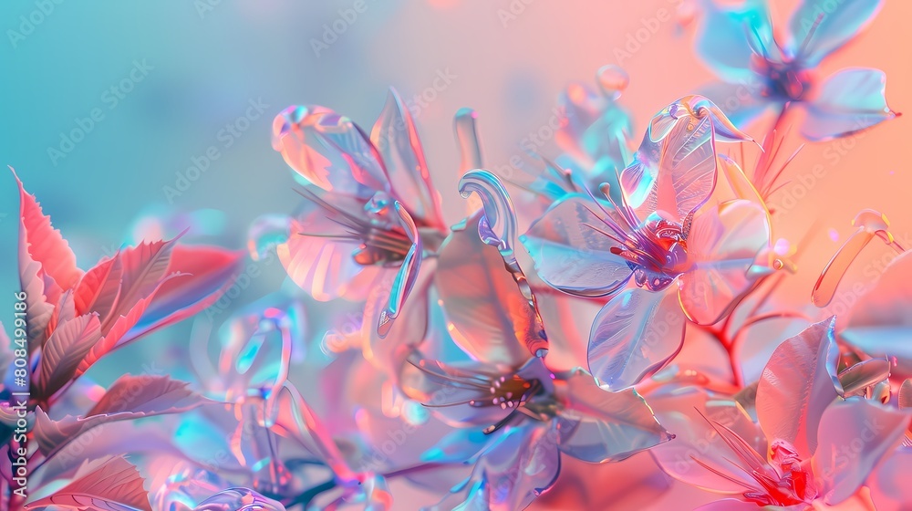 acid design flowers and leaves plants abstract graphics poster web page ...