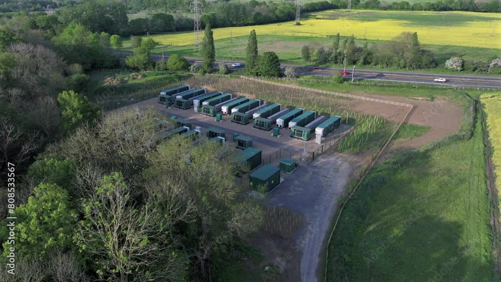 Power Grid Lithium Energy Storage System Aerial View Stock Video ...