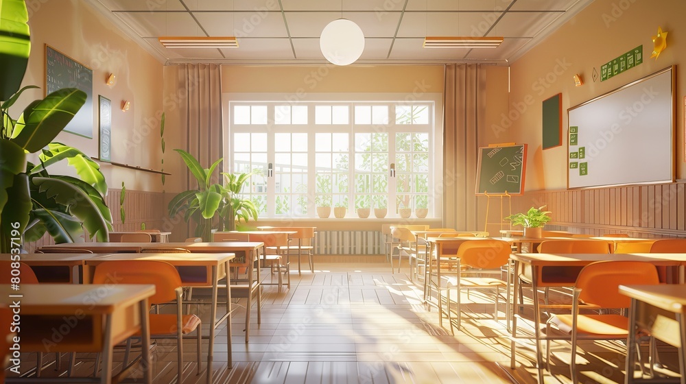 Vibrant Illustration: Modern Elementary School Classroom Interior ...