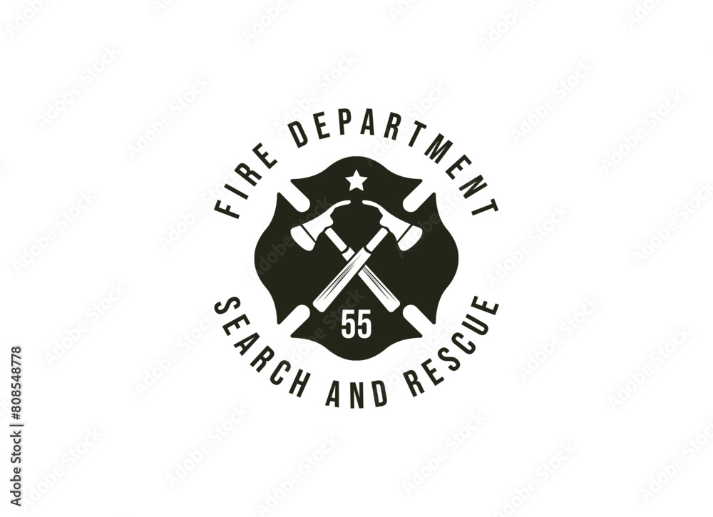 Fire department logos, modern and vintage style logo Stock Vector ...