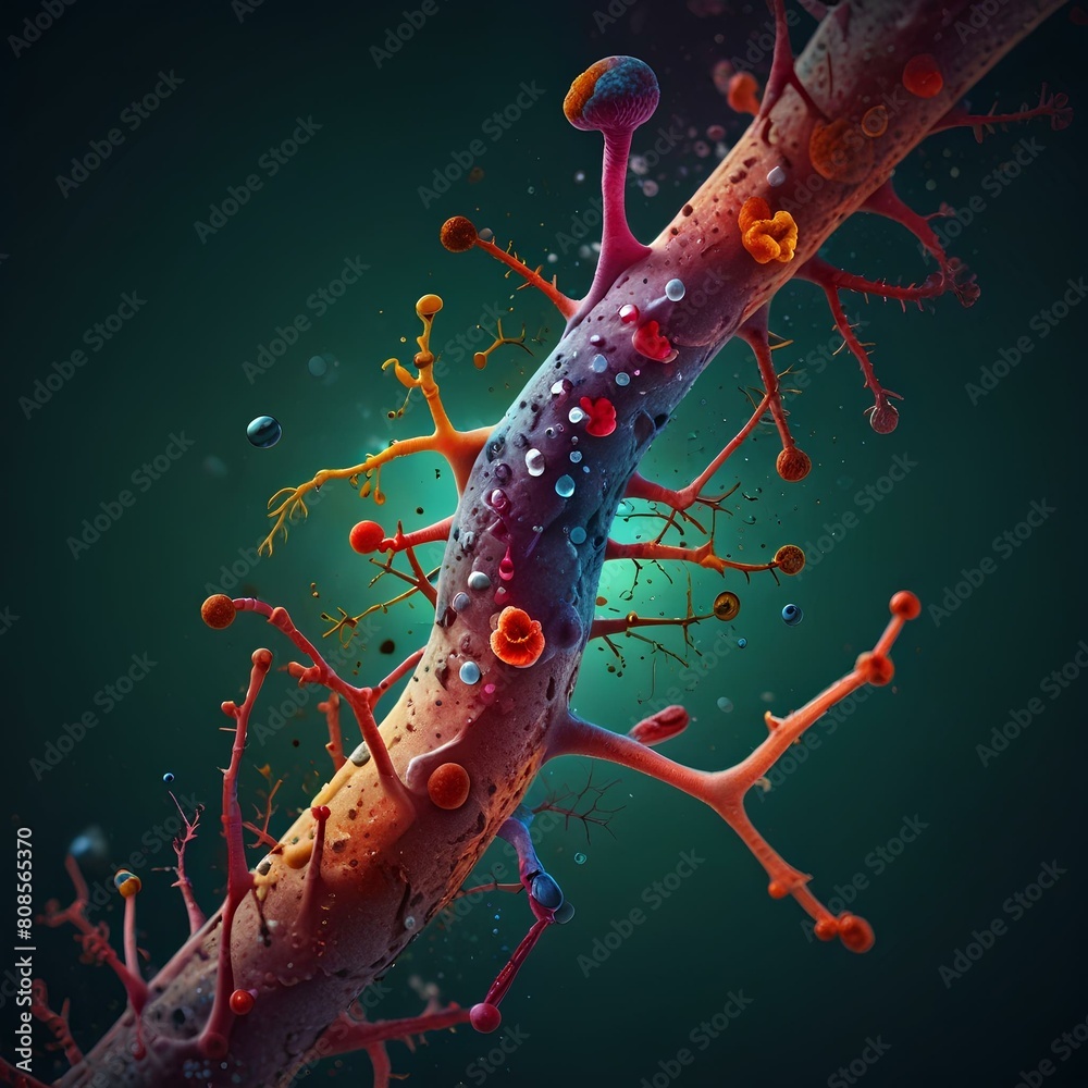 The image shows a 3D rendering of a neuron. The neuron is the basic ...