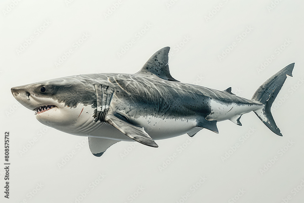 Image of Great White Shark, full body ,watercolor style clip art, white ...