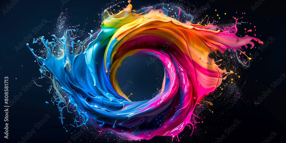 Vortex of multi-colors paints background. Whirlwind of colorful paints ...