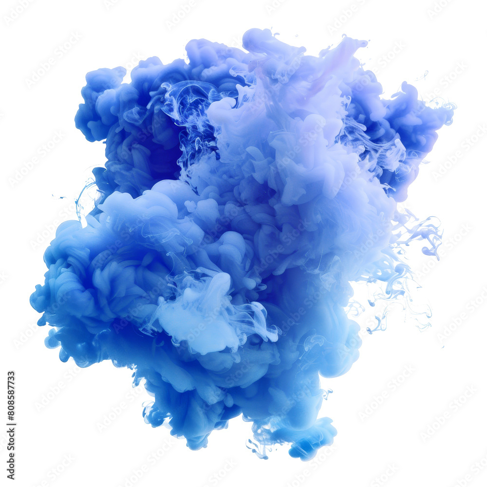 Abstract blue smoke cloud isolated on transparent background, ideal for ...