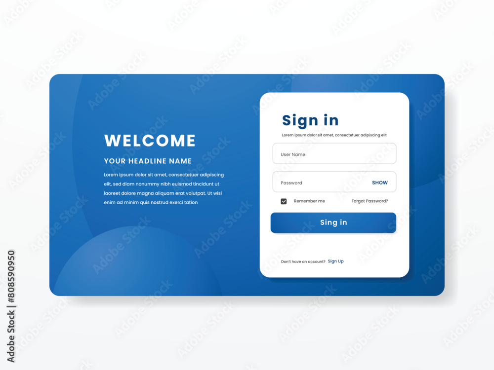 sign in user interface ui page banner design layout Stock Vector ...