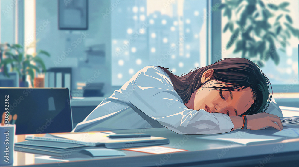 Break time, Work life balance,rest,, A scene in an office with an Asian ...