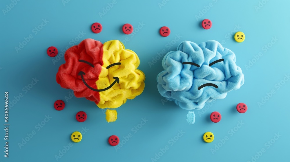 Smile emojis in brain form, bipolar disorder concept. Stock ... Smile emojis in brain form, bipolar disorder concept. Stock ...