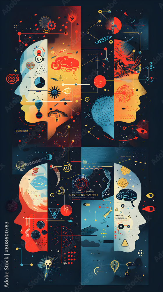 ภาพประกอบสต็อก Visual Interpretation of Myers Briggs Personality Types ...