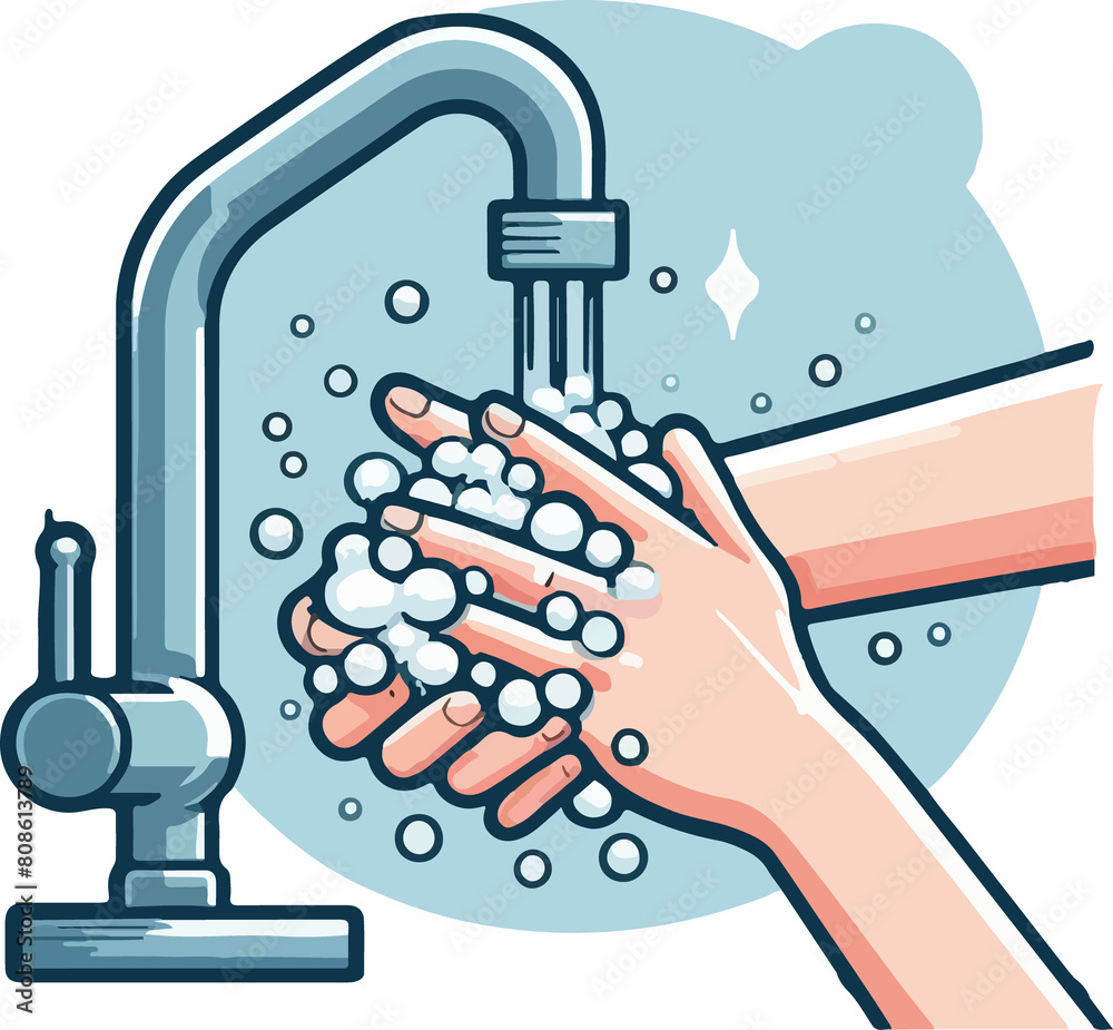 Hand washing illustration created by artificial intelligence. Stock ...