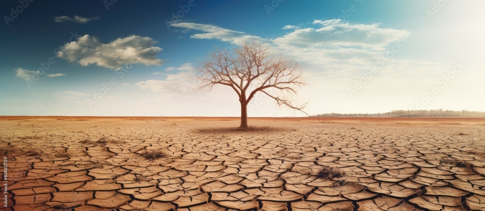 There is a copy space image depicting the concept of a dry and parched ...