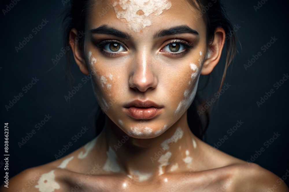 Leukoderma. Vitiligo. Violation of skin pigmentation. Large white spots ...