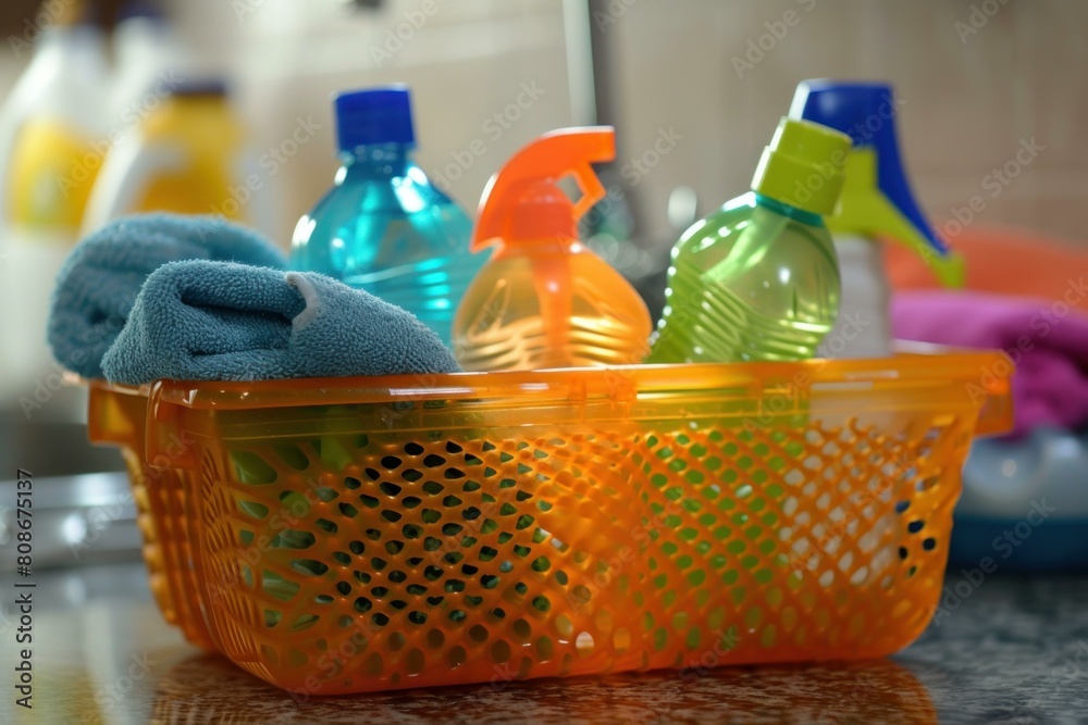 Biodegradable Backet detergent cleaning. Homemade and filled hamper ...
