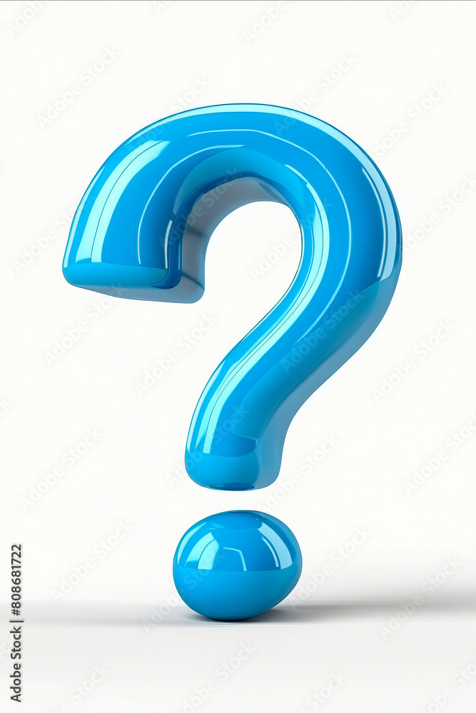 A blue question mark is shown on a white background. The question mark ...