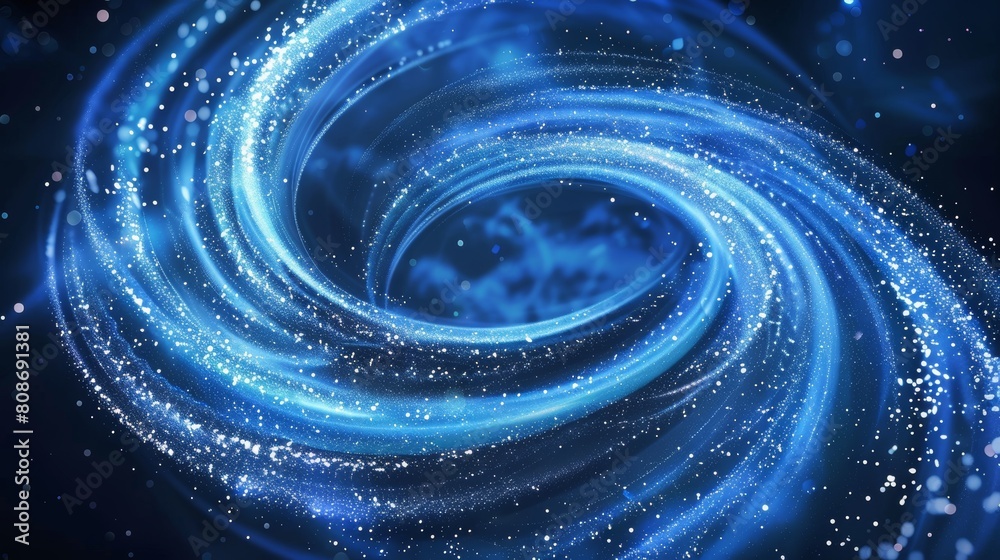 Modern illustration of abstract blue swirl with cold air flowing and ...