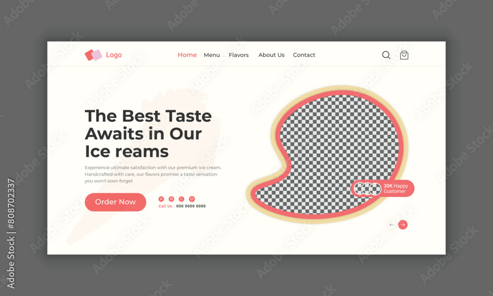 Ice cream website landing page, delicious ice cream website home page ...