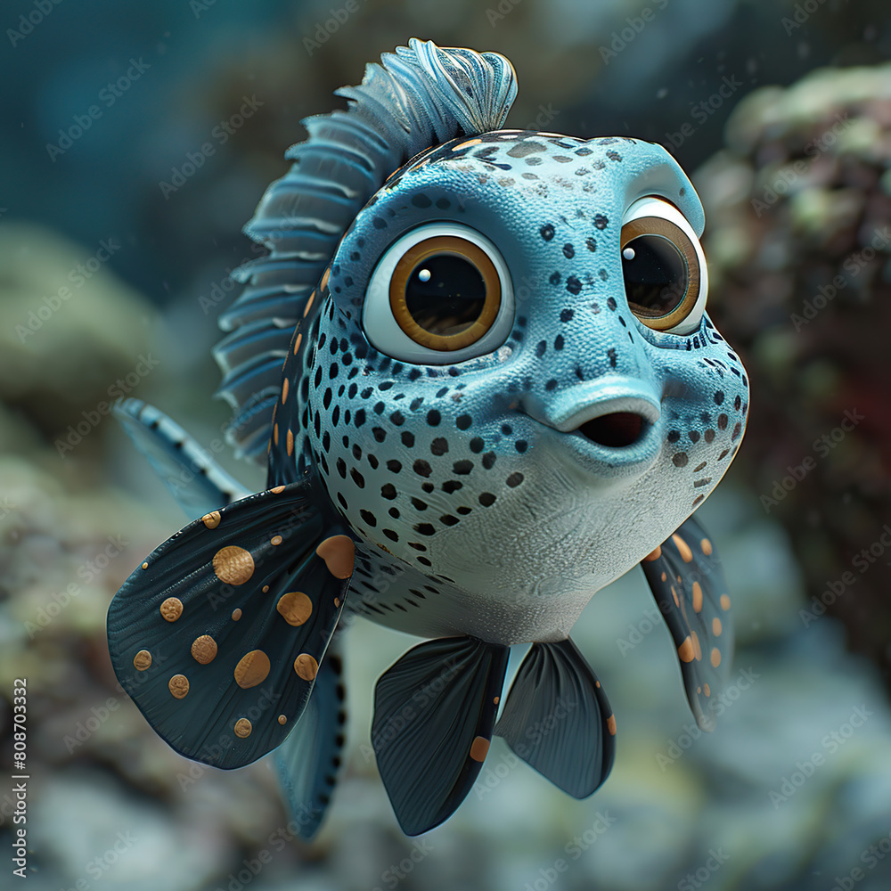 fish, 3D, illustration, children, underwater, ocean, sea, colorful ...